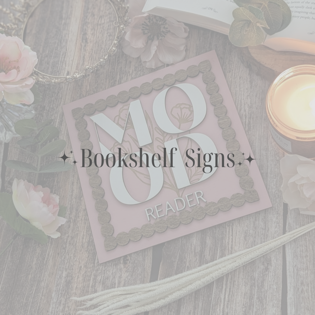 Bookshelf Signs and Sitters